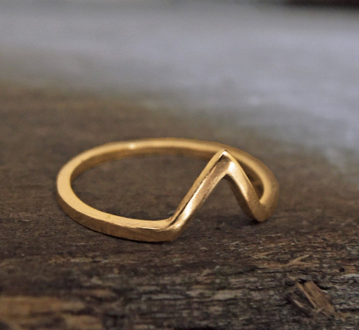Bague Chevron Mince Mini Triangle Or Massif 10K - Solid Gold Mini ...